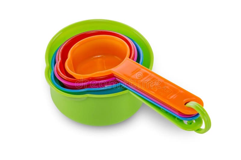 Plastic measuring cups stock image. Image of white, background - 183971511