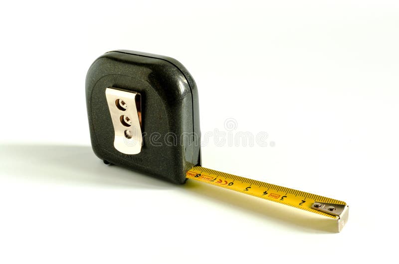 Plastic Measuring Tape with Extended Ruler on a White Background Stock ...