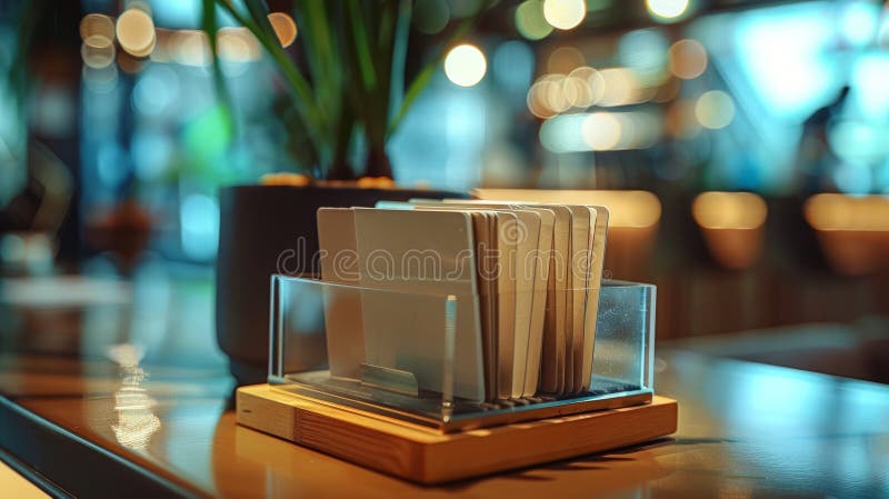 Plastic Menu Holder on a Wooden Table in a Restaurant. Stock Photo ...