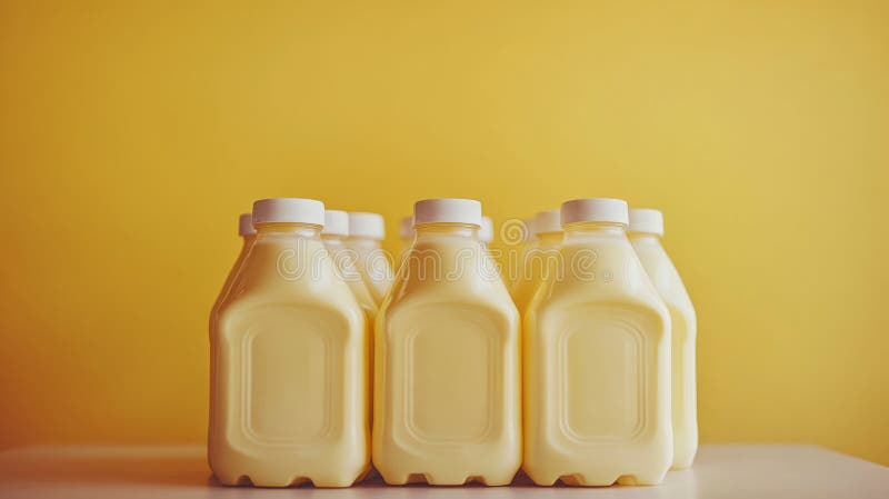 Plastic Milk Bottles Against Yellow Background Stock Photos - Free ...