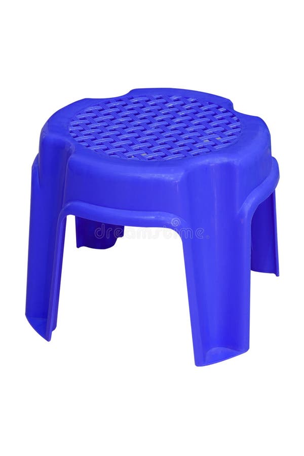 Plastic Mini Chair Blue Isolate on White. Stock Image - Image of ...
