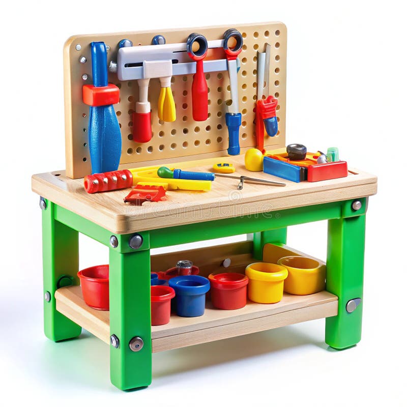 Plastic Mini Workbench with Toy Tools for Kids Stock Illustration ...
