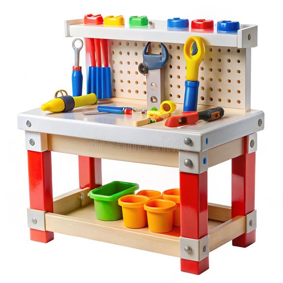 Plastic Mini Workbench with Toy Tools for Kids Stock Illustration ...