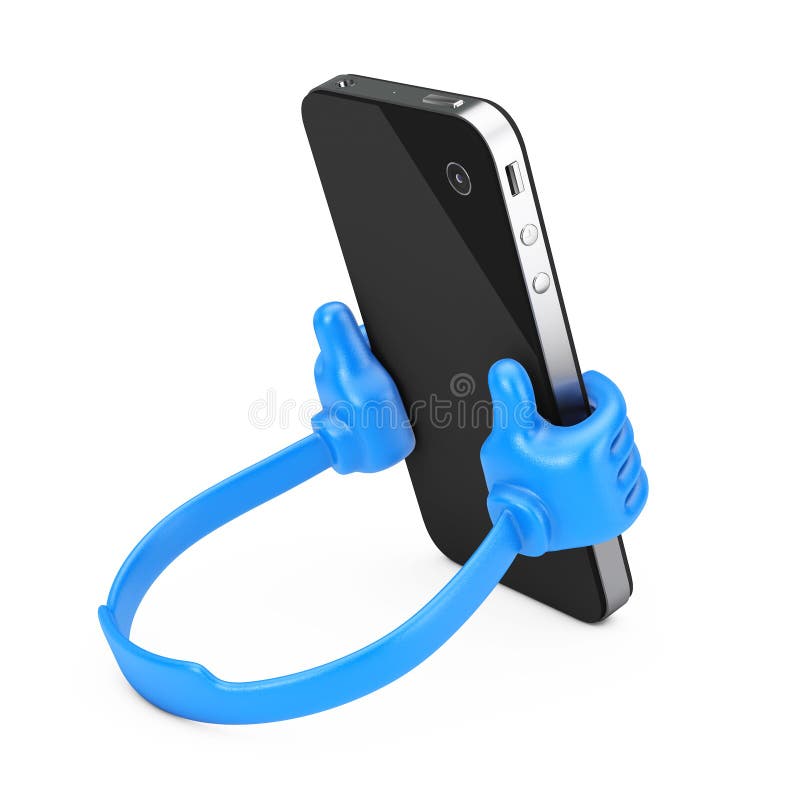 Plastic Mobile Phone Holder As Hands Hold Smartphone. 3d Rendering ...