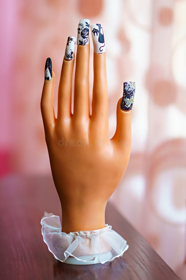 Plastic Models` Hand Close Up for Nail Design Training Stock Photo ...