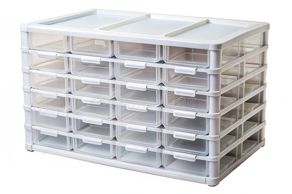 Plastic Modular Drawer System with Transparent Compartments Stock ...