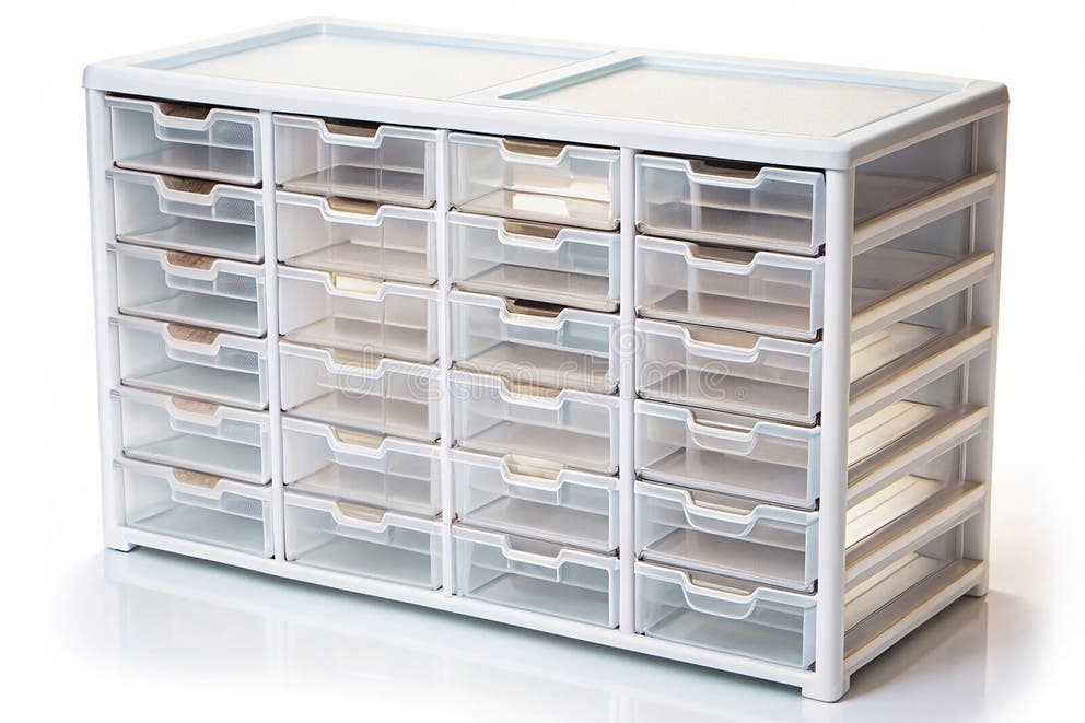 Plastic Modular Drawer System with Transparent Compartments Stock ...