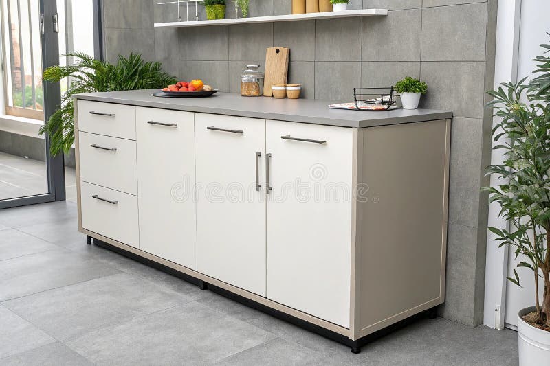 Plastic Modular Kitchen Cabinet with Matte Finish Stock Illustration ...