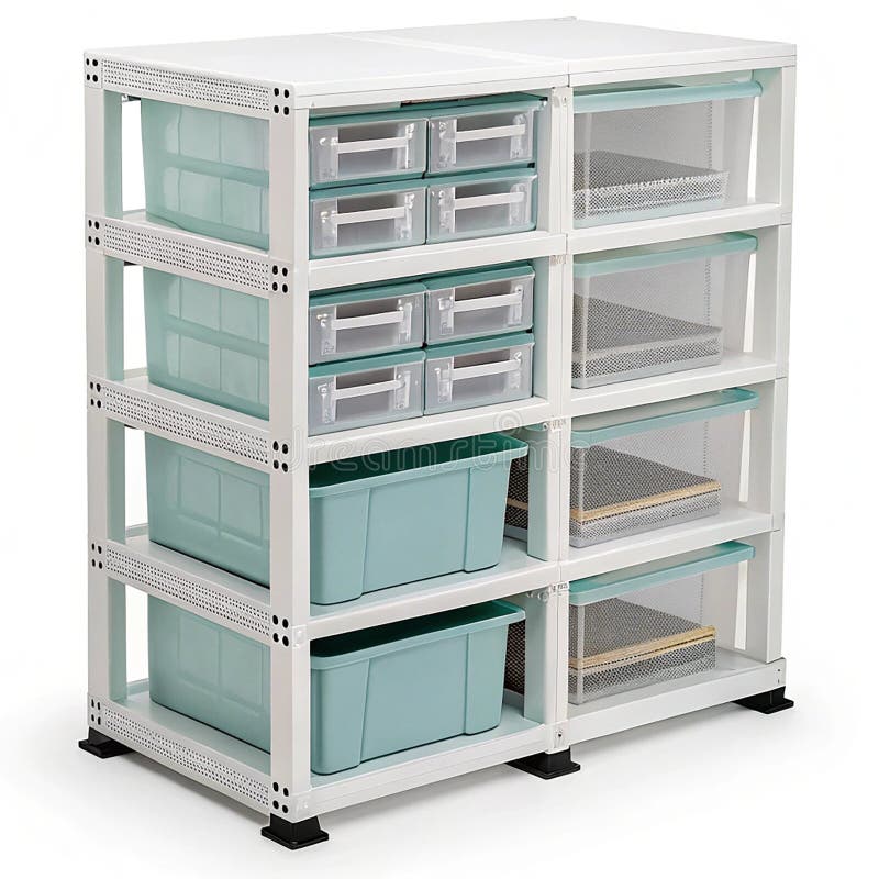 Plastic Modular Shelving Unit with Adjustable Heights Stock ...