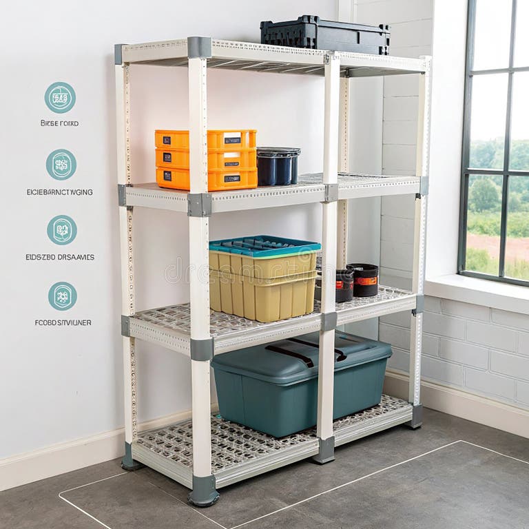 Plastic Modular Shelving Unit with Adjustable Heights Stock ...
