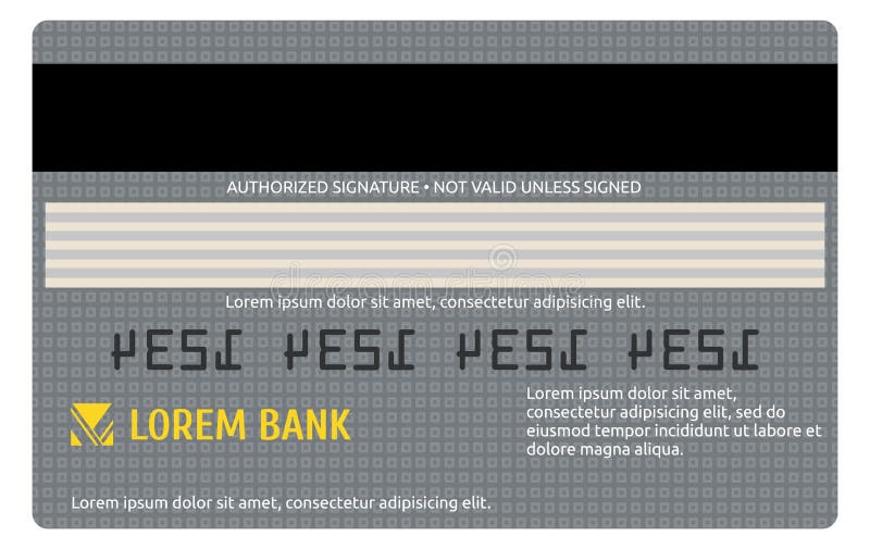 Plastic Money Back View. Debit or Credit Card Mockup Stock Illustration ...