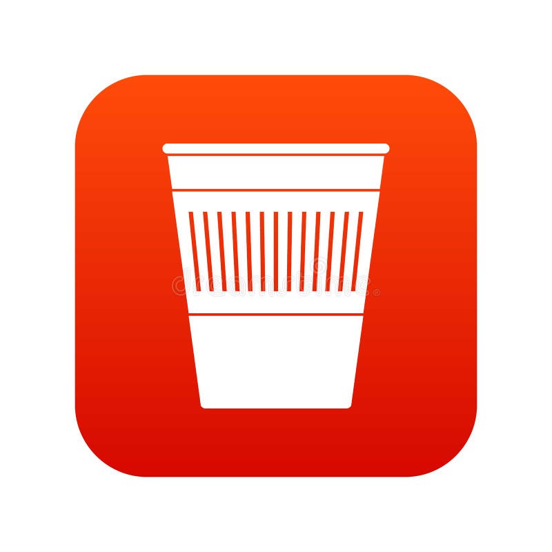 Plastic Office Waste Bin Icon Digital Red Stock Vector - Illustration ...