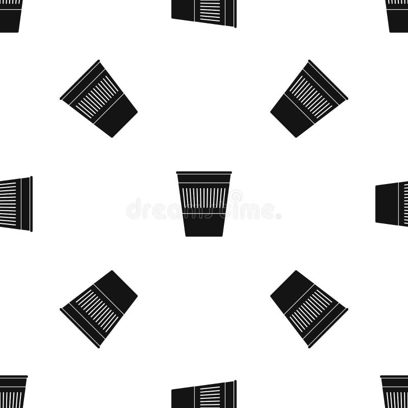 Plastic Office Waste Bin Pattern Seamless Black Stock Vector ...