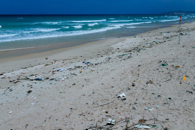 Plastic and Other Rubbish Thrown on the Sandy Seashore, Trash on the ...