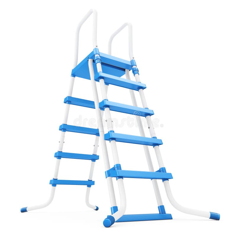 Plastic Outdoor Swimming Pool Ladder. 3d Rendering Stock Illustration ...