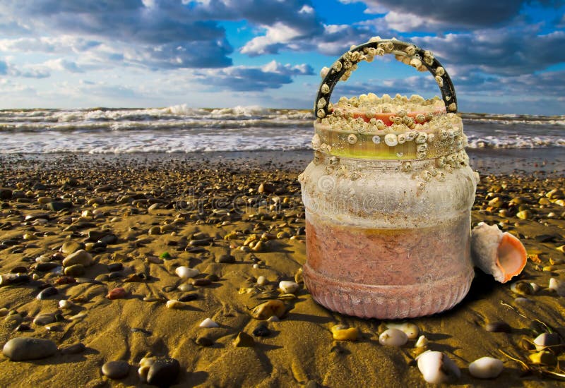 Plastic Overgrown with Shells on Coast Stock Image - Image of discovery ...