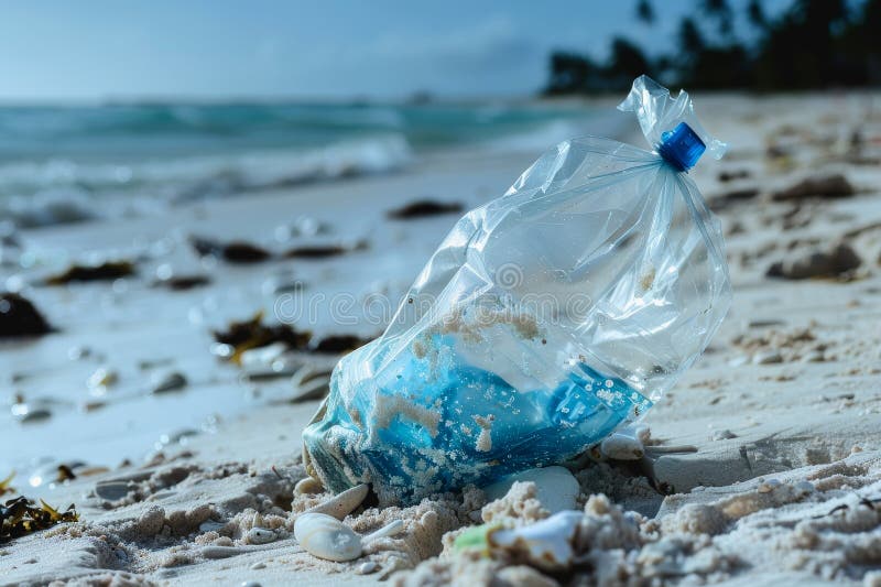 A Plastic Packaging, in the Beach Coast, Pollution, Garbage. Stock ...