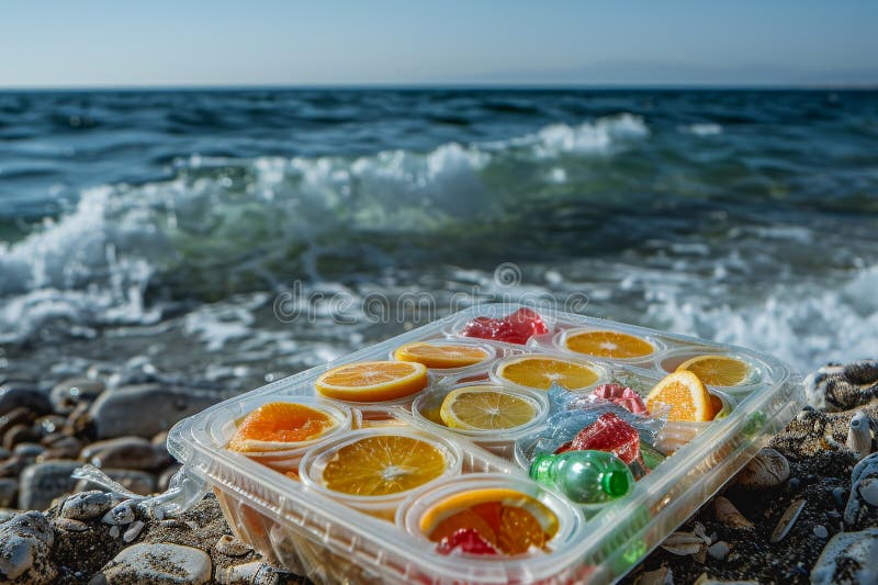 A Plastic Packaging, in the Beach Coast, Pollution, Garbage. Stock ...