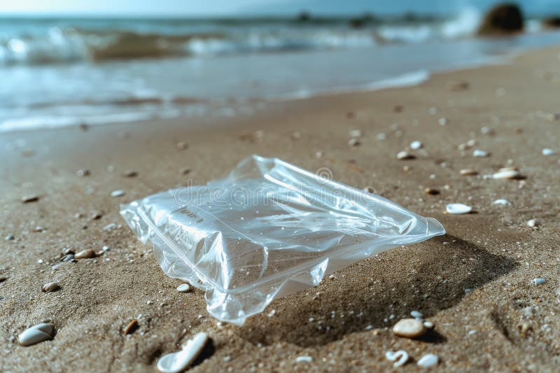 A Plastic Packaging, in the Beach Coast, Pollution, Garbage. Stock ...