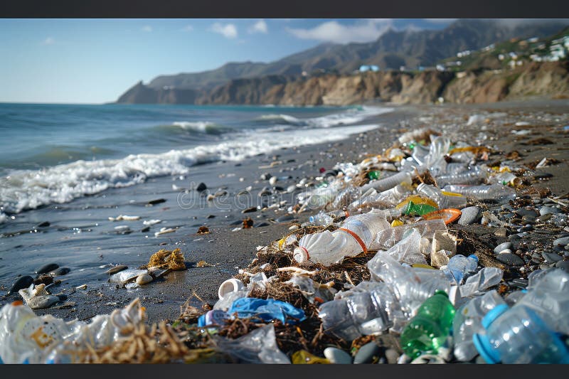 A Plastic Packaging, in the Beach Coast, Pollution, Garbage. Stock ...