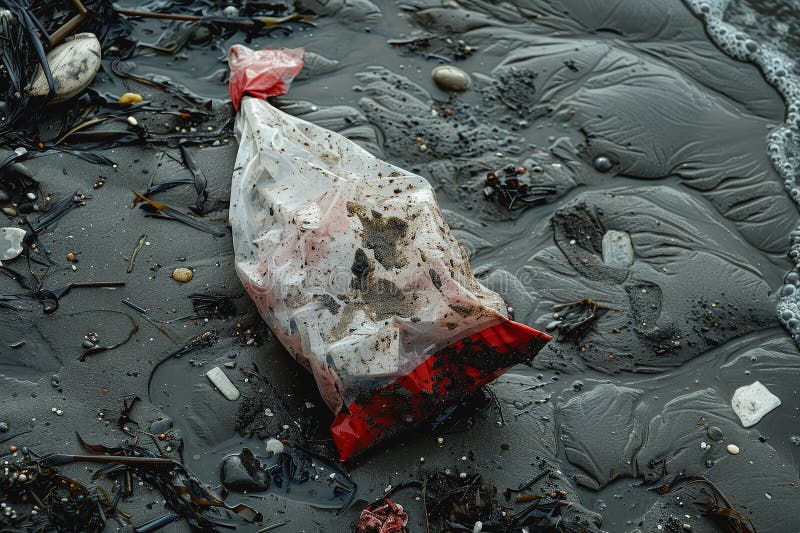 A Plastic Packaging, in the Beach Coast, Pollution, Garbage. Stock ...
