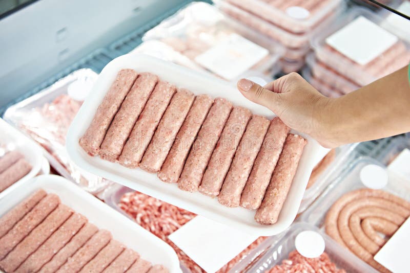 Plastic Packaging with Pork Minced Meat Stock Image - Image of store ...