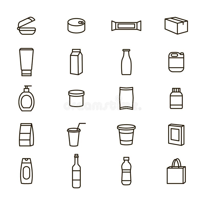 Plastic Packaging Signs Black Thin Line Icon Set. Vector Stock Vector ...