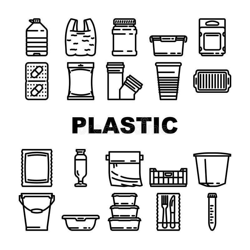 Plastic Packaging Sustainability Icons Set Vector Stock Illustration ...