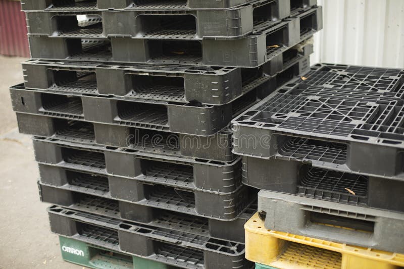 Plastic Pallets. Warehouse Details Stock Image - Image of horizontal ...