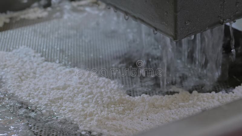 Water Flow with Plastic Granules, Pellets, Recycling Machine ...