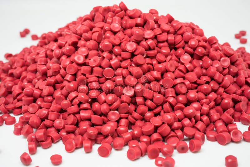 Red Plastic Granulate Pellets Stock Photo - Image of granules ...