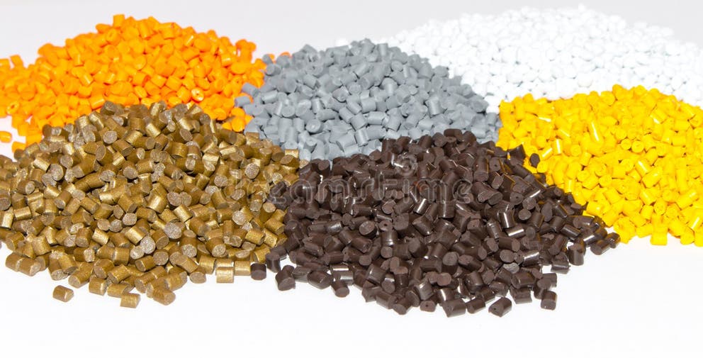 Plastic Pellets on the Table in the Laboratory. Polymeric Dye Stock ...