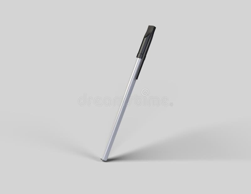 Plastic Pen Mockup with Black Cap, Side View Stock Illustration ...