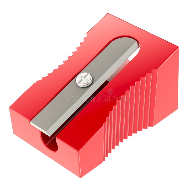Plastic Pencil Sharpener, Red Color. 3D Rendering Stock Illustration ...