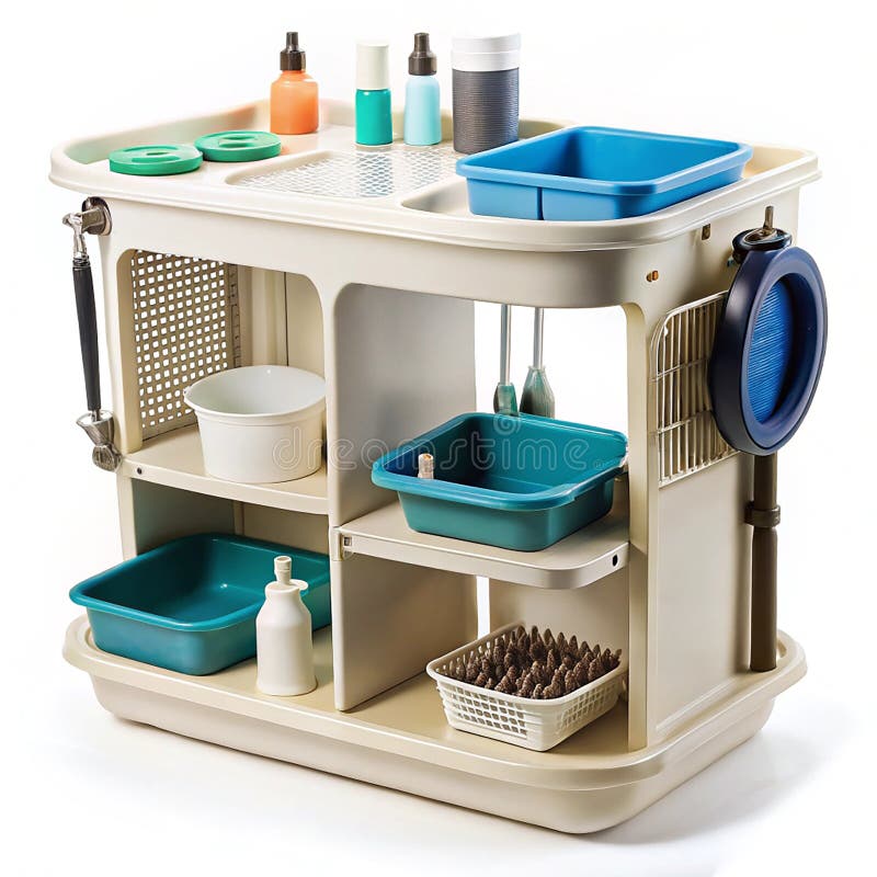 Grooming Station with Tools and Supplies Organized in Tray for Easy ...