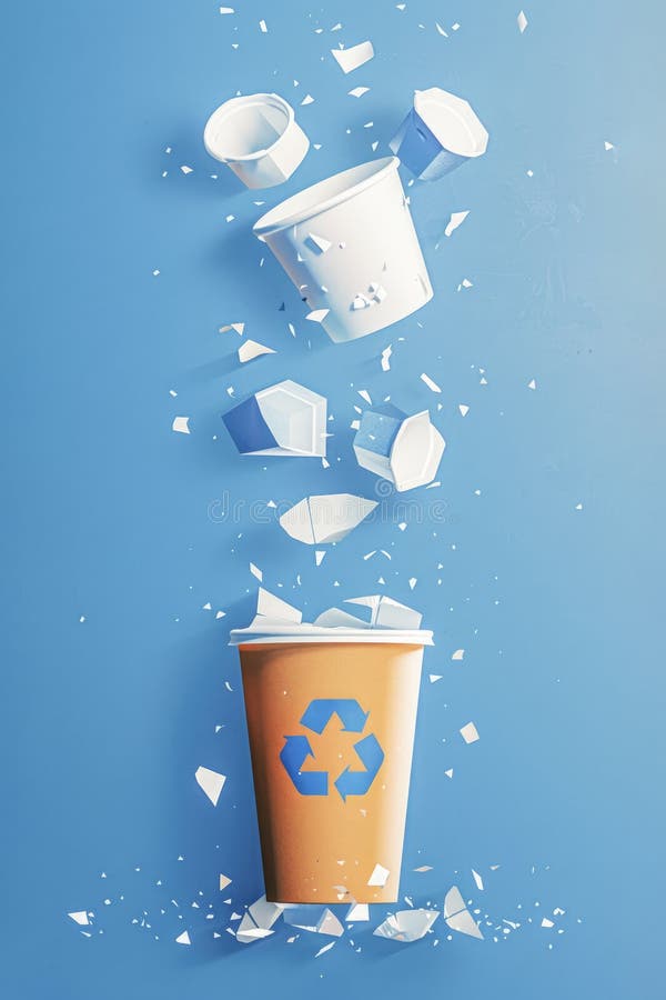 Plastic Pieces Fall into a Disposable Plastic Cup Marked with a ...