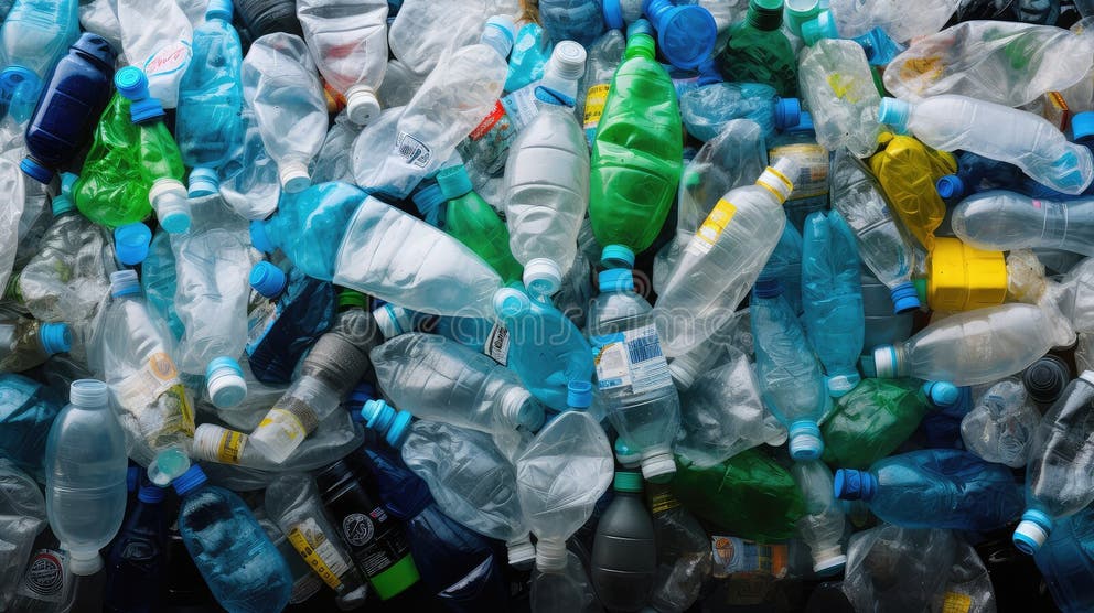 Plastic pile of bottles stock illustration. Illustration of challenge ...
