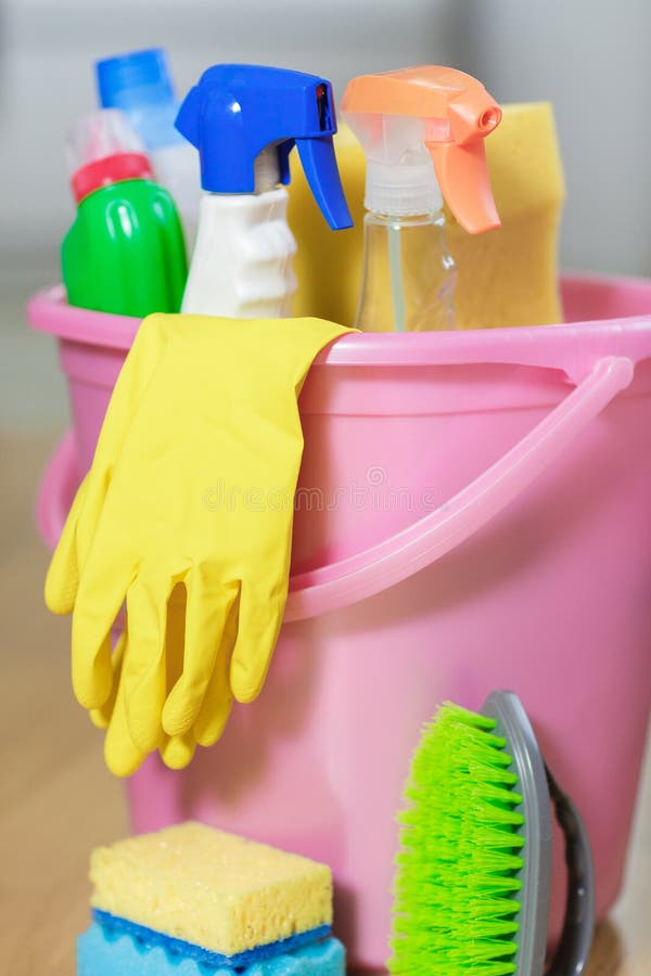 Plastic Bucket with Cleaning Product at Home Stock Image - Image of ...