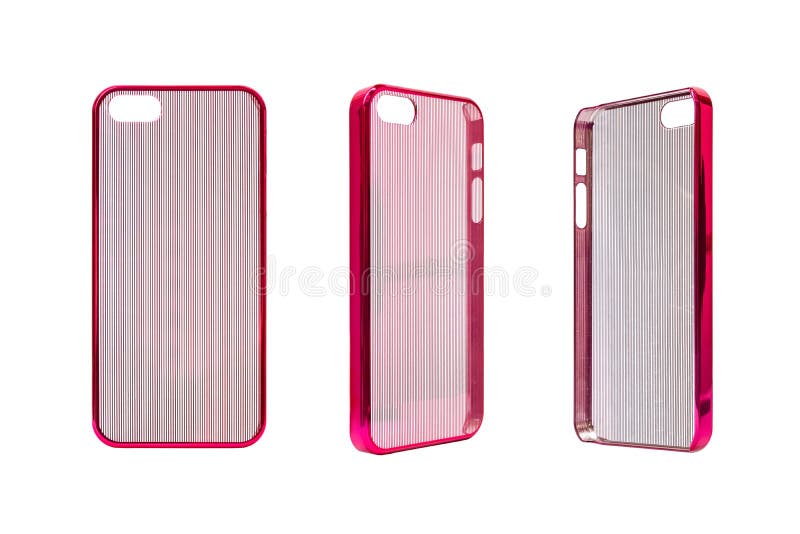Plastic Pink Cover for Mobile Phone Isolated on White Background ...