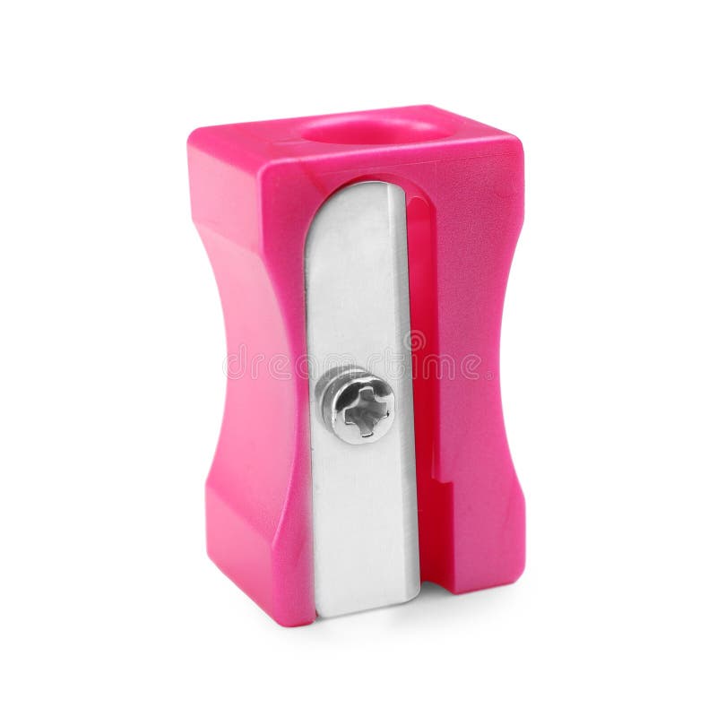 Plastic Pink Pencil Sharpener Isolated on White Stock Photo - Image of ...