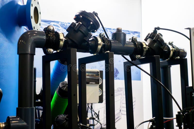 Plastic Pipe Connection System for Filtration Stock Photo - Image of ...