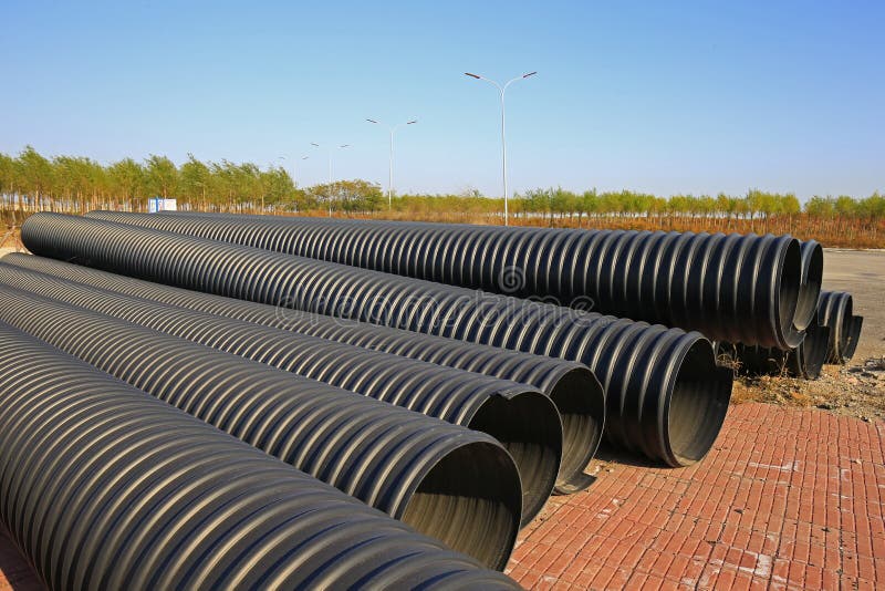Plastic pipe stock photo. Image of ribbed, drain, canalization - 224871630