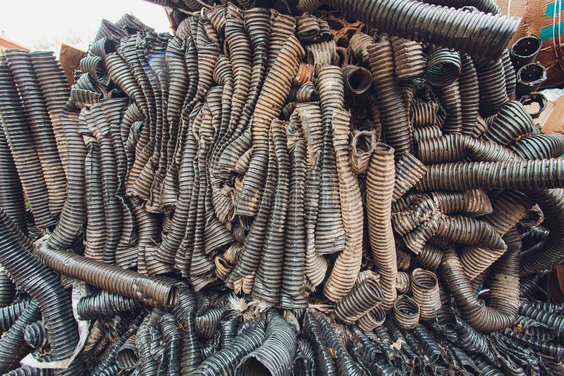Plastic Pipe and Materials for Constructions Waste Sorting. Stock Image ...