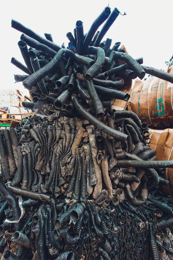 Plastic Pipe and Materials for Constructions Waste Sorting. Stock Image ...