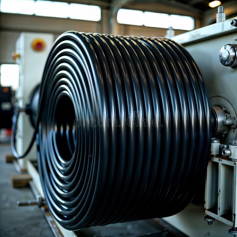 Plastic Pipe Production Line: Coiled Pipe on Factory Machinery ...