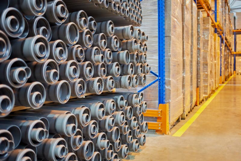 Plastic Pipes and Cardboard Boxes at Indoor Stock Image - Image of ...