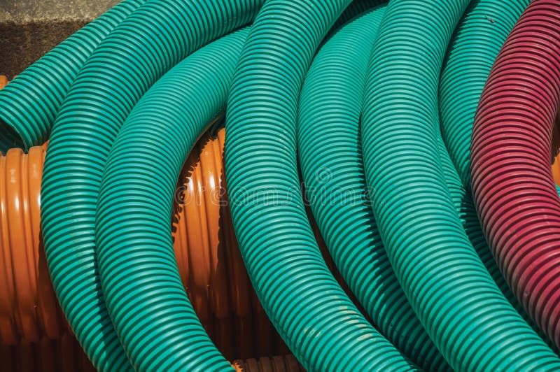 Plastic Pipes for Electrical Wiring or Cables on a Construction Site ...