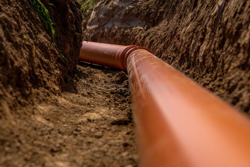 Plastic Pipes in the Ground during the Construction of a Building Stock ...