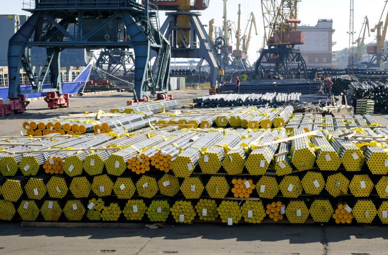 Plastic Pipes on a Pier in the Port Stock Image - Image of trade ...