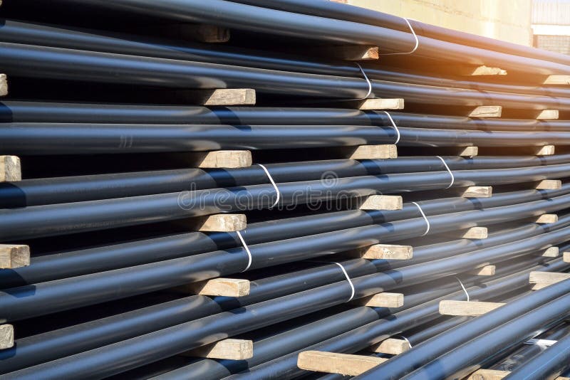 Plastic Pipes in Stock of Finished Products Stacked in Packs Stock ...